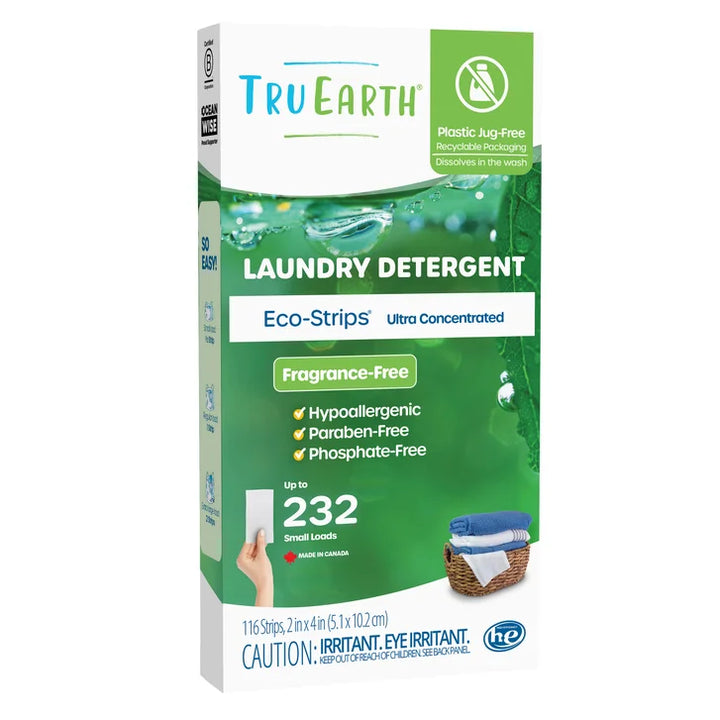 Tru Earth Eco-Strips Laundry Detergent Strips, Fragrance Free, 232 Loa ...